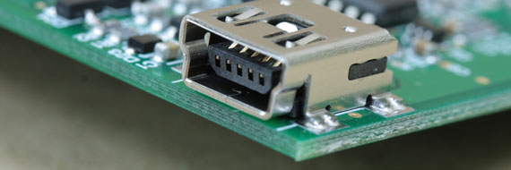 USB connector on SMT PCB module assembly